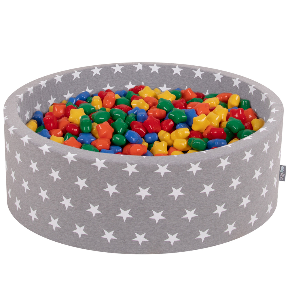 KiddyMoon round foam ballpit with star-shaped plastic balls for kids ...