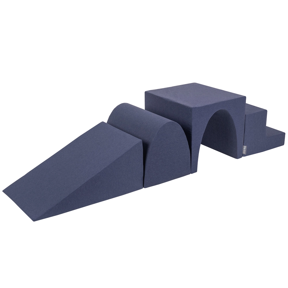 KiddyMoon Foam playground set - wedge L/hill/tunnel/steps PPZ-244, navy ...