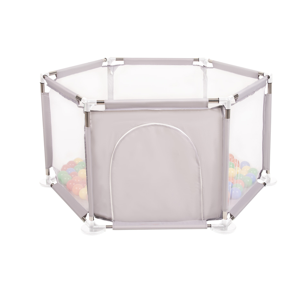 hexagon 6 side play pen with plastic balls, Grey:yellow/green/blue/red ...
