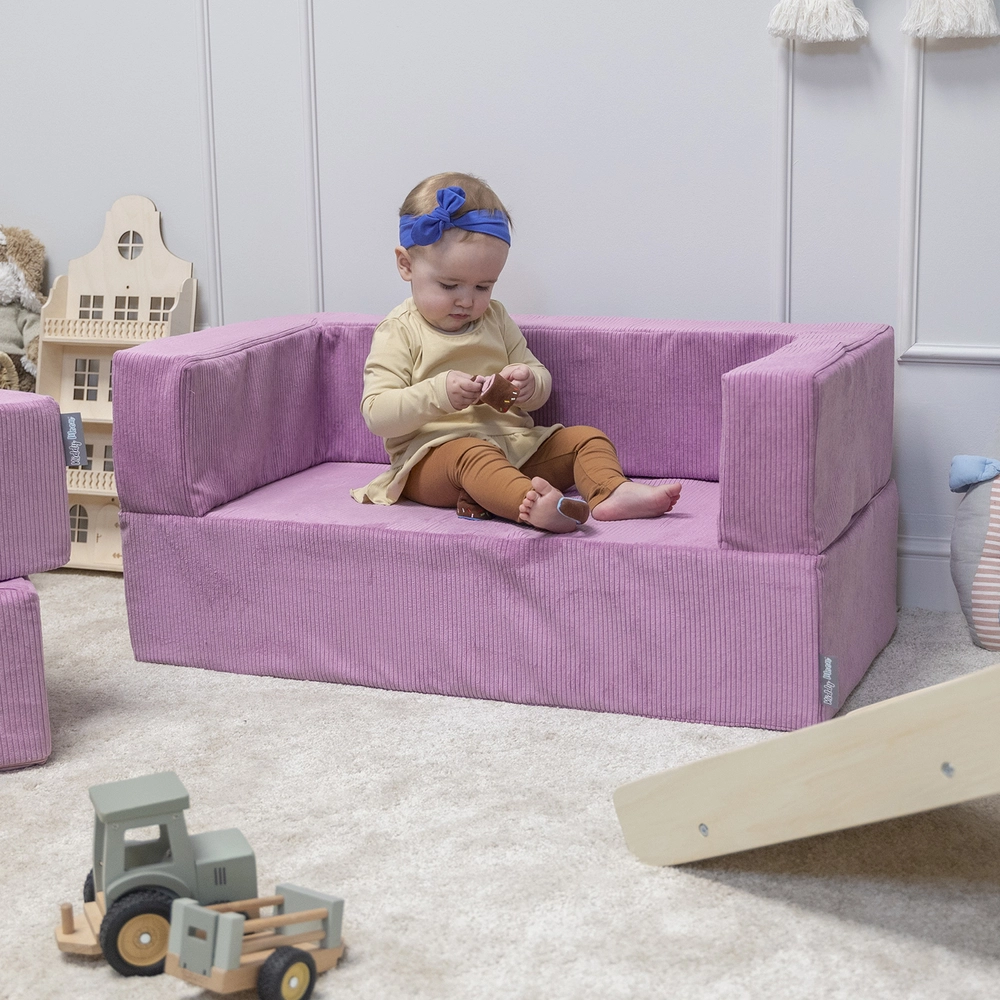 KiddyMoon Children's Foam Sofa with Two Poufs For Kids Comfortable and ...