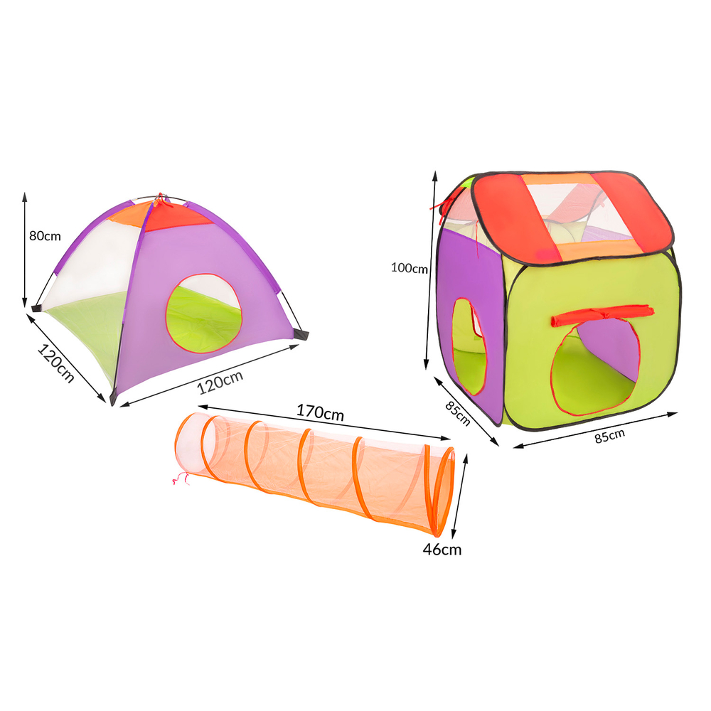 3in1 Play Tent with Tunnel Playground Ball Pit with Balls for Kids ...